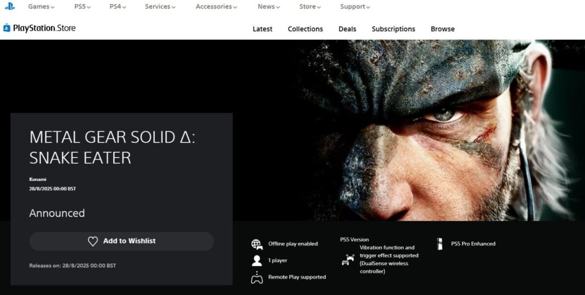 'Metal Gear Solid Delta: Snake Eater' Release Date Leaked, Alongside ...